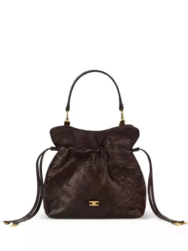 Elisabetta Franchi Ostrich-effect Drawstring Tote