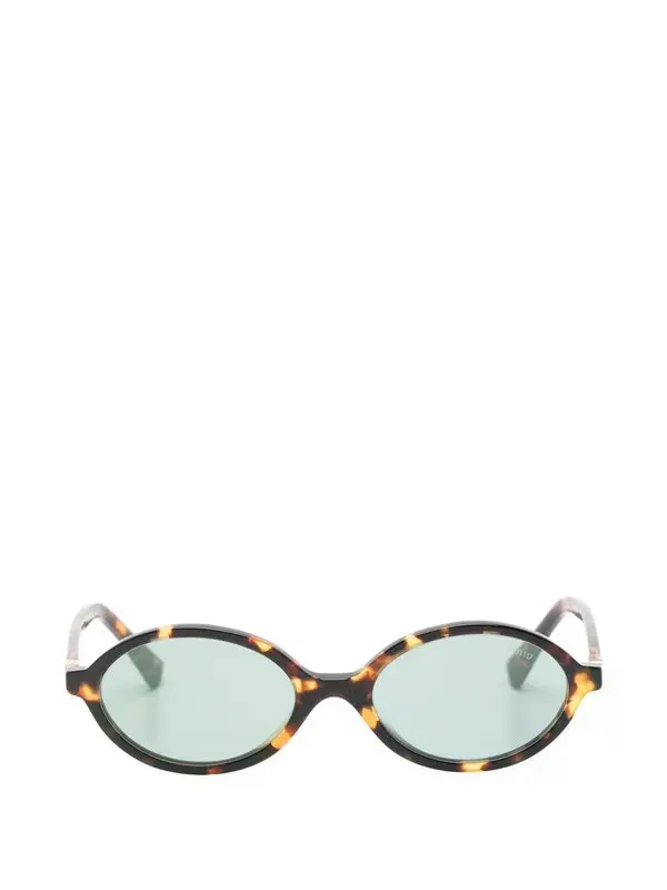 Miu Miu Tortoiseshell-pattern Oval-frame Sunglasses - Brown