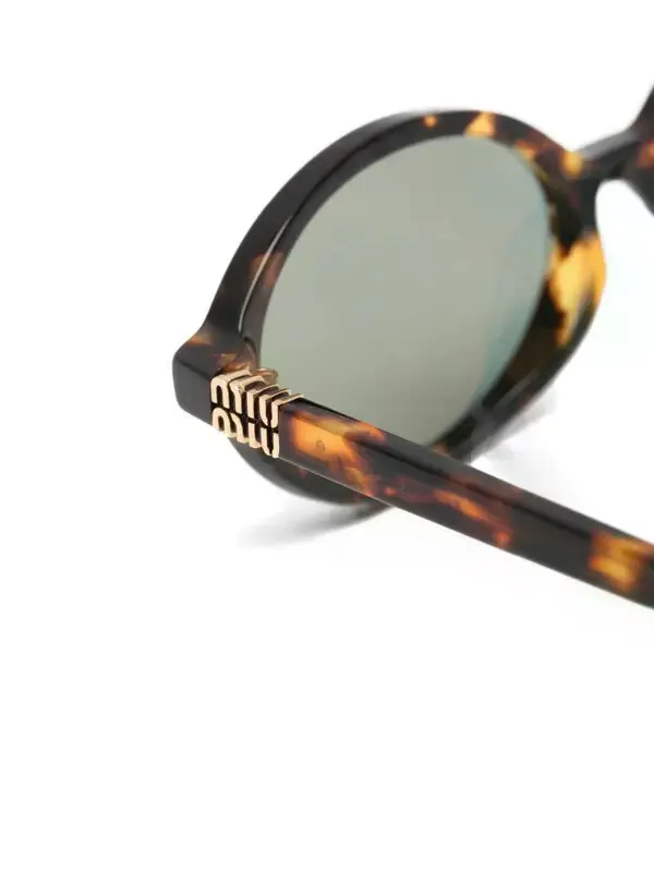 Miu Miu Tortoiseshell-pattern Oval-frame Sunglasses - Brown