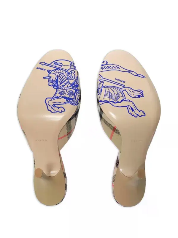 Burberry Check Linen Mules With Stiletto Heel