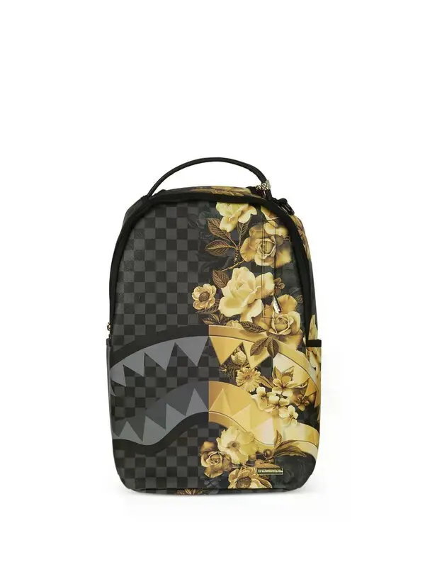 SPRAYGROUND Floral-print Checkered Backpack - Black