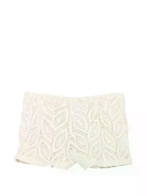 ACTUALEE Sequin-embellished Crochet Knit Shorts - Neutrals