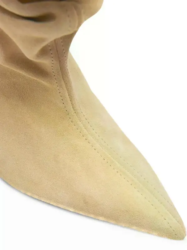 Balmain Draped Suede Wedge Ankle Boots