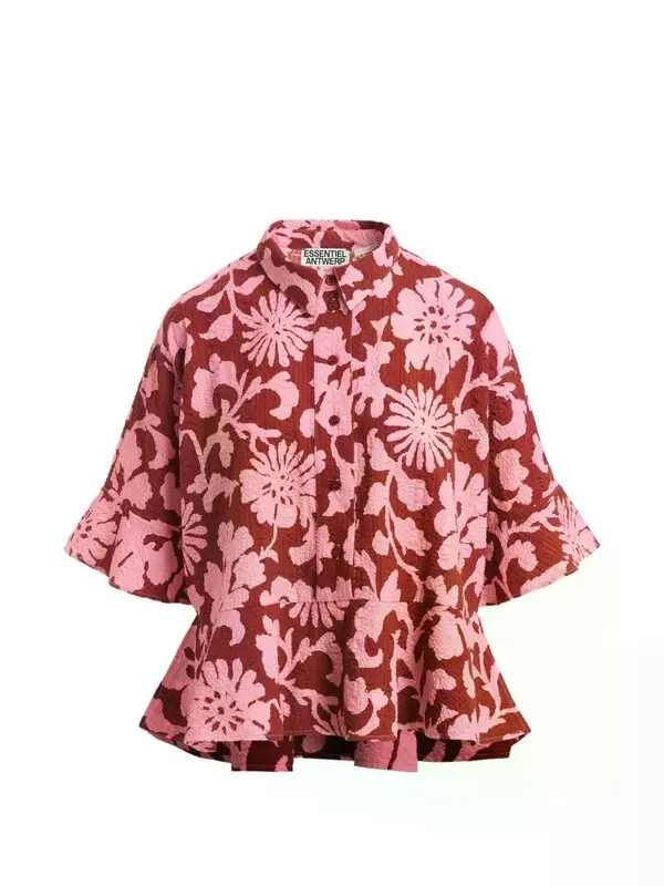 Essentiel Antwerp Floral-print Peplum-hem Blouse