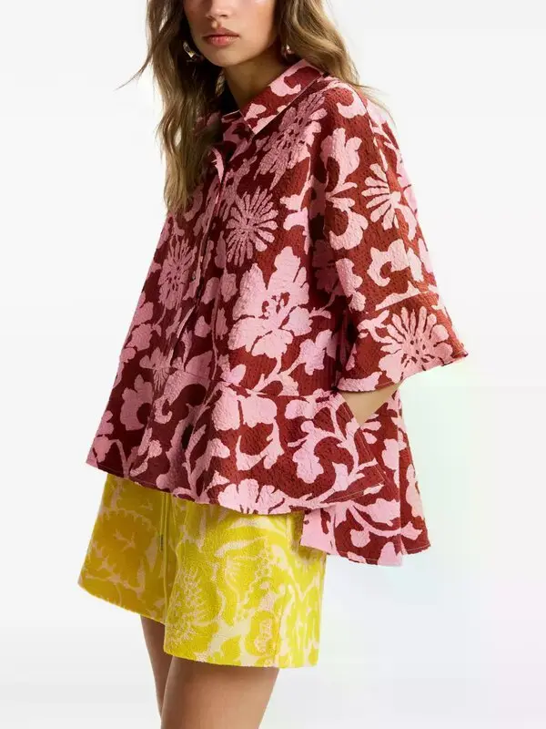 Essentiel Antwerp Floral-print Peplum-hem Blouse