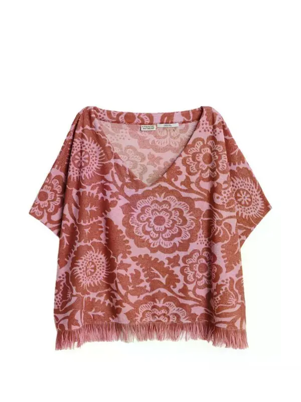 Essentiel Antwerp Floral-jacquard Fringed T-shirt - Brown