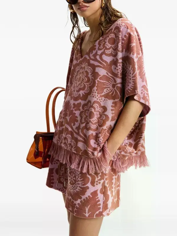 Essentiel Antwerp Floral-jacquard Fringed T-shirt