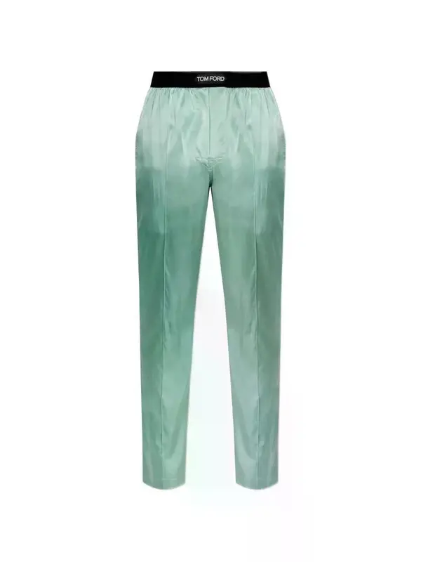 TOM FORD Logo-waistband Silk Pajamas - Green