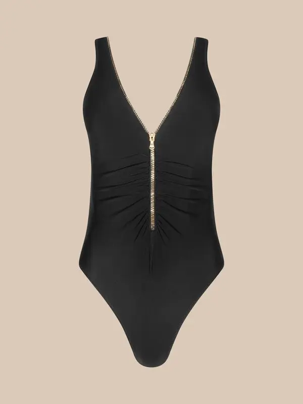 L'Agence Dorrie Plunge One-piece Swimsuit - Black