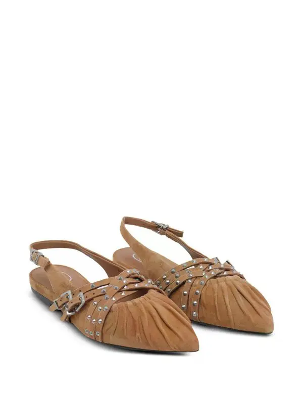 Ash Bianca Stud-embellished Mules - Neutrals