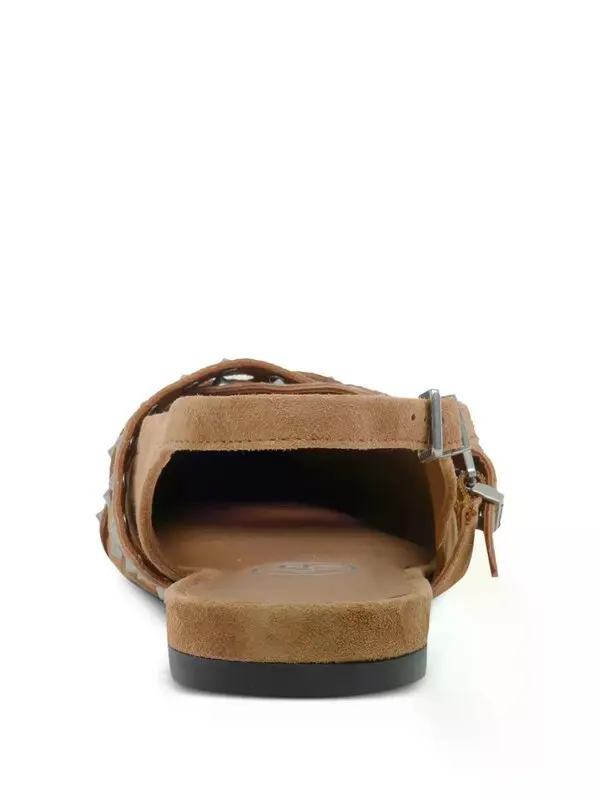 Ash Bianca Stud-embellished Mules - Neutrals