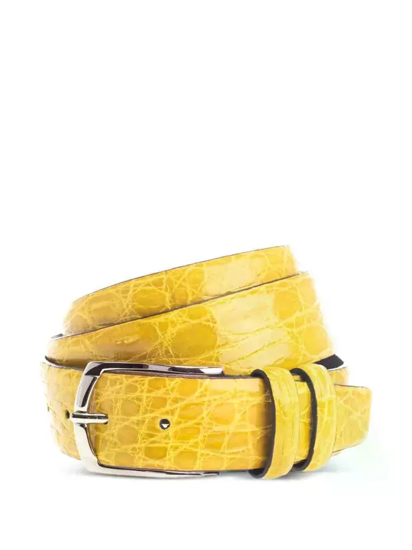 ANDREA D'AMICO Crocodile-effect Leather Belt - Yellow
