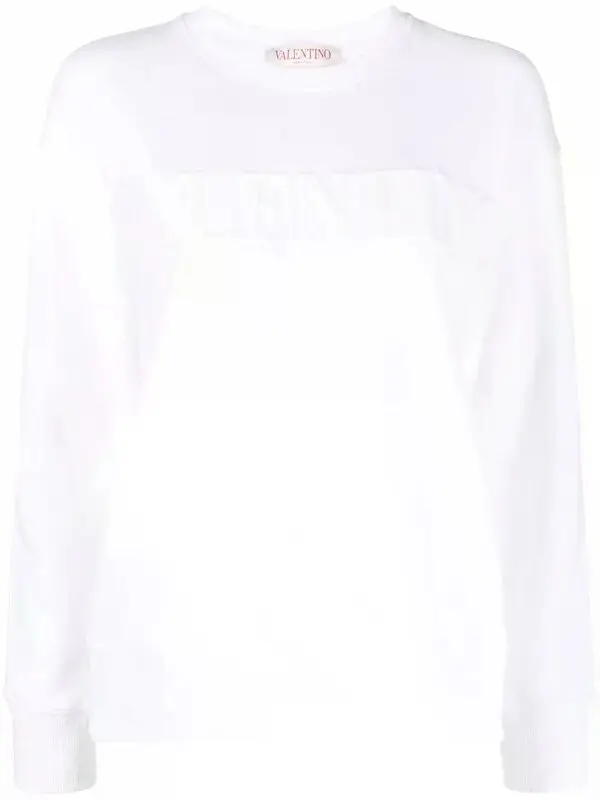 Valentino Garavani Embroidered Logo Cotton Sweatshirt - White