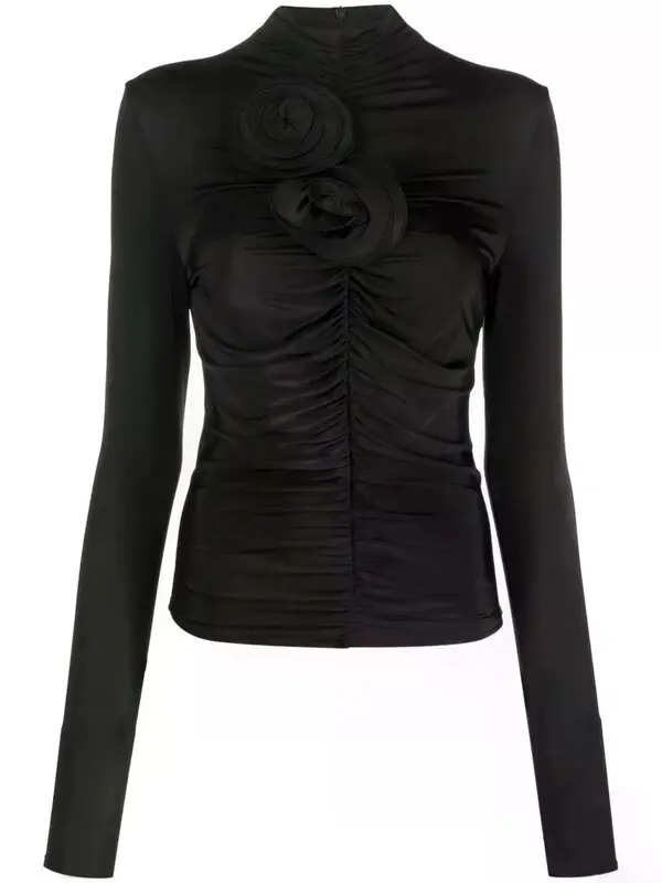 Magda Butrym Floral-appliqué Ruched Jersey Top