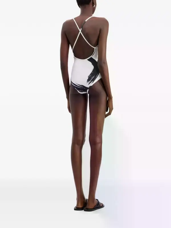 Loulou De Saison Printed One-piece Swimsuit With Criss-cross Straps