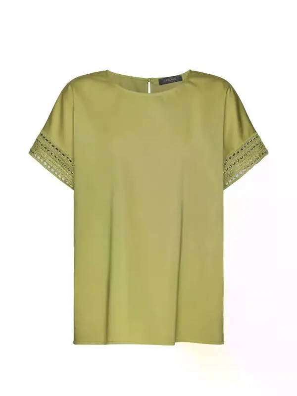 ELENA MIRÒ Lace-trimmed Short Sleeve Top