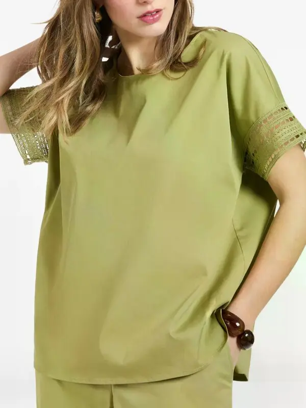 ELENA MIRÒ Lace-trimmed Short Sleeve Top