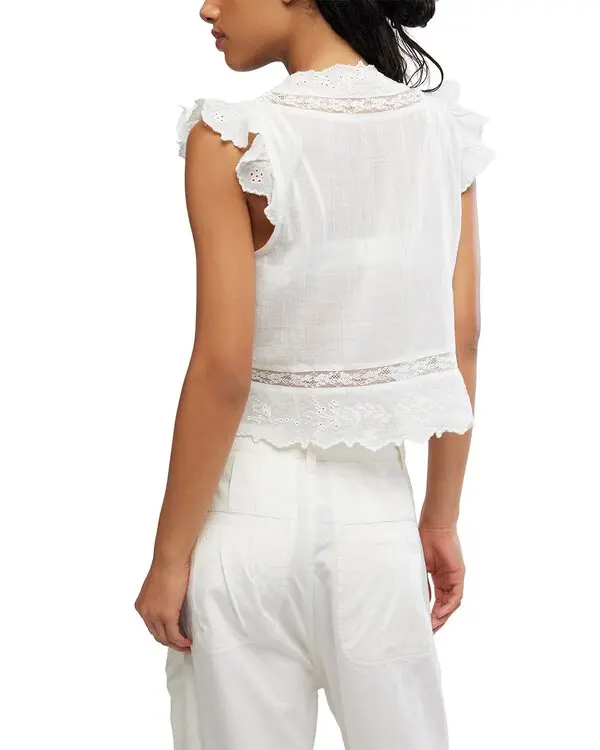 Free People Day Dreamer Eyelet Trim Top - Ivory