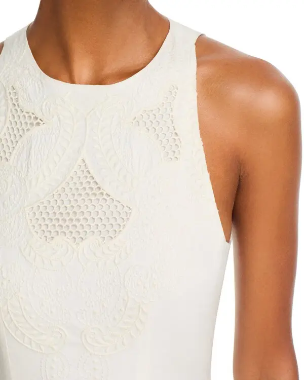 Veronica Beard Upten Embroidered Midi Dress - Dove