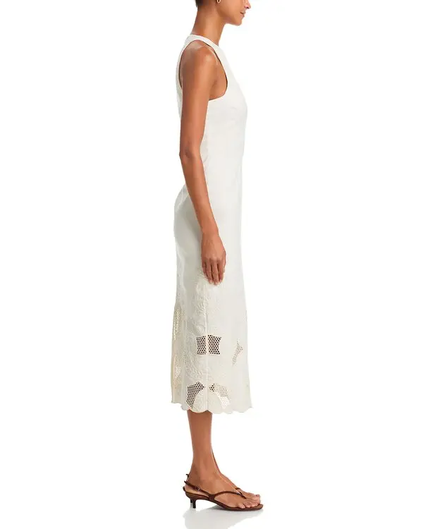 Veronica Beard Upten Embroidered Midi Dress - Dove