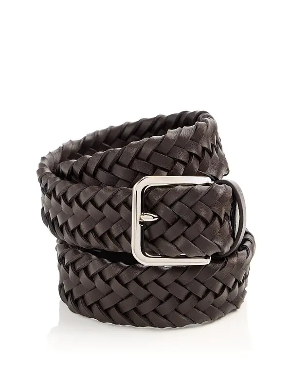 Vince Woven Leather Belt - Cacao Brown