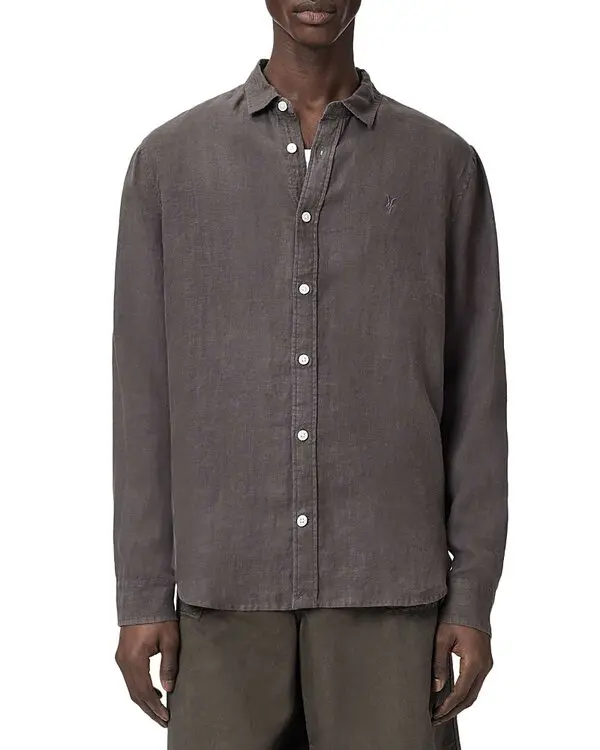 ALLSAINTS Loom Long Sleeve Shirt - Heron Grey