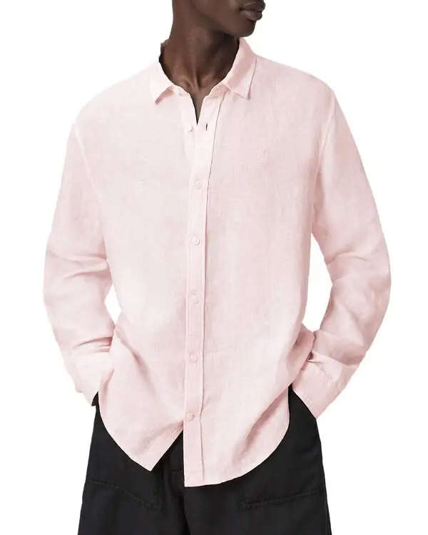 ALLSAINTS Loom Long Sleeve Shirt - Seashell Pink