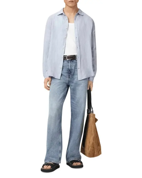 ALLSAINTS Loom Long Sleeve Shirt - Villa Blue