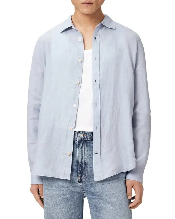 ALLSAINTS Loom Long Sleeve Shirt - Villa Blue