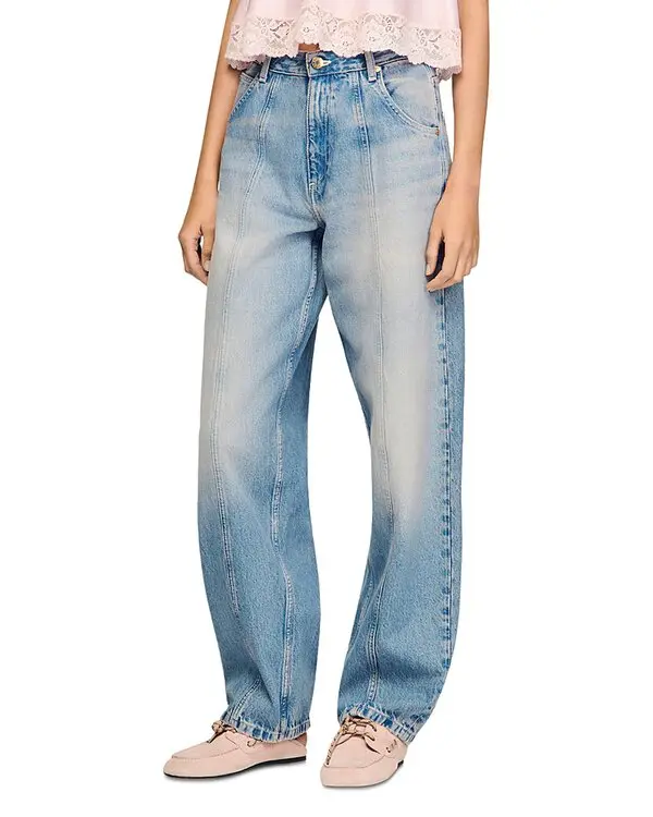 Sandro High-rise Faded Barrel Jeans
