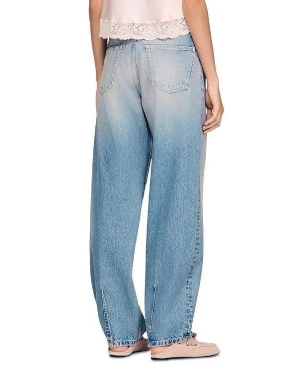 Sandro High-rise Faded Barrel Jeans