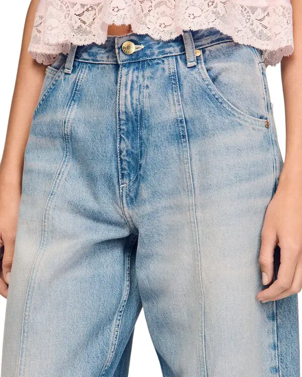 Sandro High-rise Faded Barrel Jeans