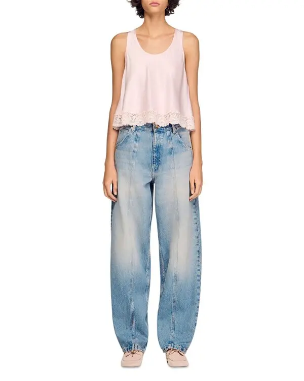 Sandro High-rise Faded Barrel Jeans