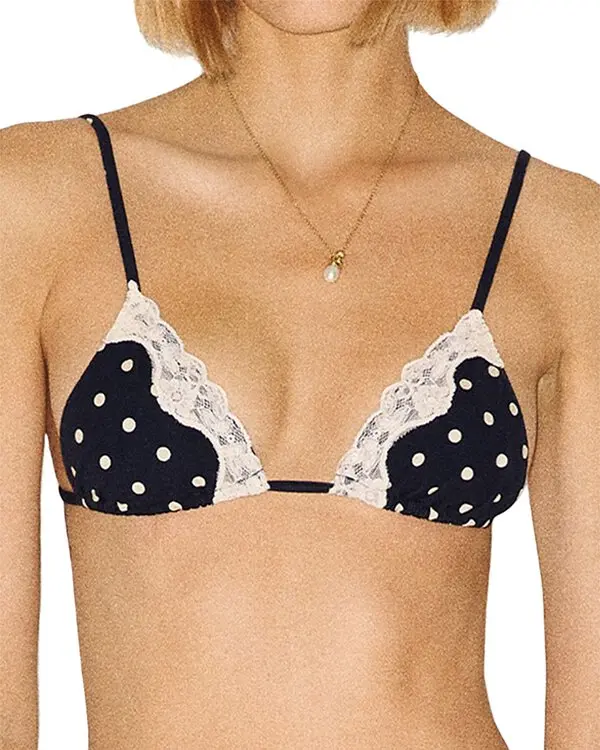 REFORMATION Kaia Bikini Top - Luna Dots Ivory Lace