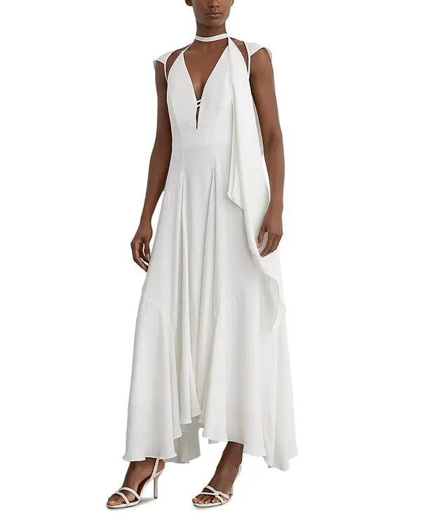 REISS Evory Draped Cape Dress - Ivory