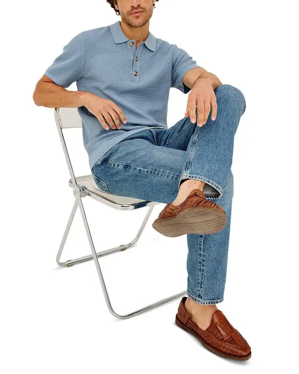Rails Nathan Relaxed Fit Knit Polo Shirt - Blue Sky Heather