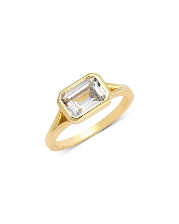 Shashi Emerald Baguette Bezel Ring - Rose Gold