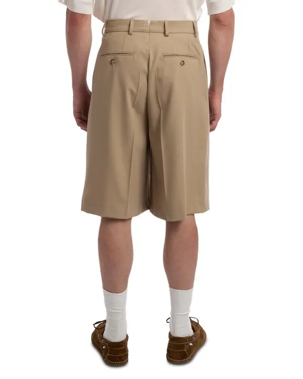 AMI Paris Low Waist Wide Leg Bermuda Shorts - Beige Taupe