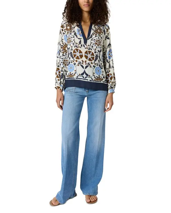 Gerard Darel Split Neck Printed Top