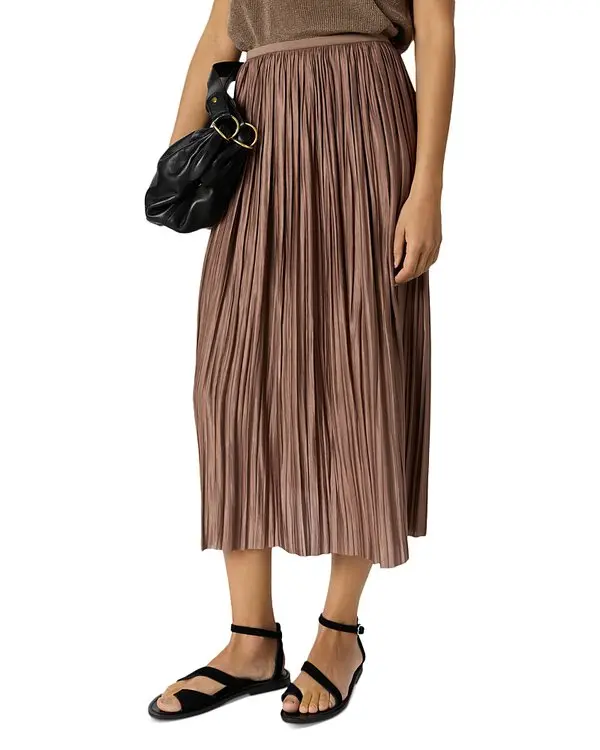 Gerard Darel Jocelyne Pleated Midi Skirt - Caramel