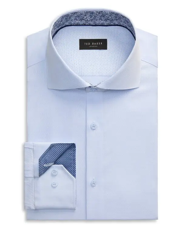 Ted Baker London Nantucket Spread Collar Slim Fit Premium Stretch Dress Shirt - Light Teal