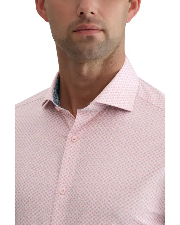 Ted Baker London Nantucket Slim Fit Premium Stretch Medallion Dress Shirt - Pink Multi