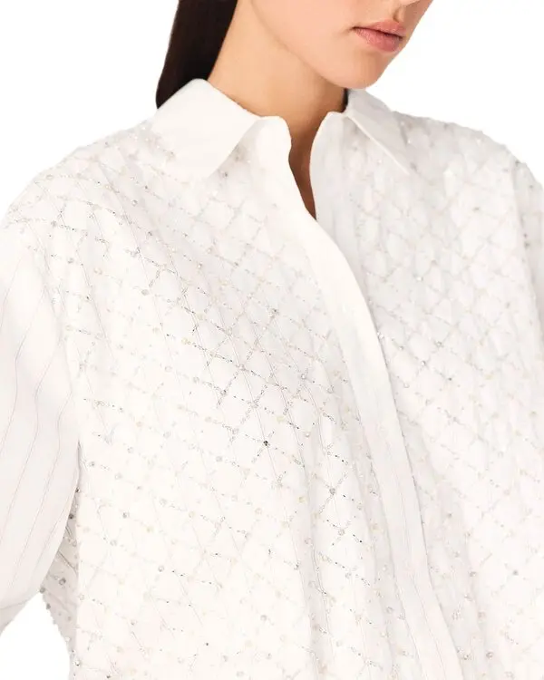 Maje Ciraya Beaded Cropped Shirt