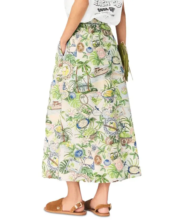 Maje Printed Maxi Skirt With Integrated Shorts