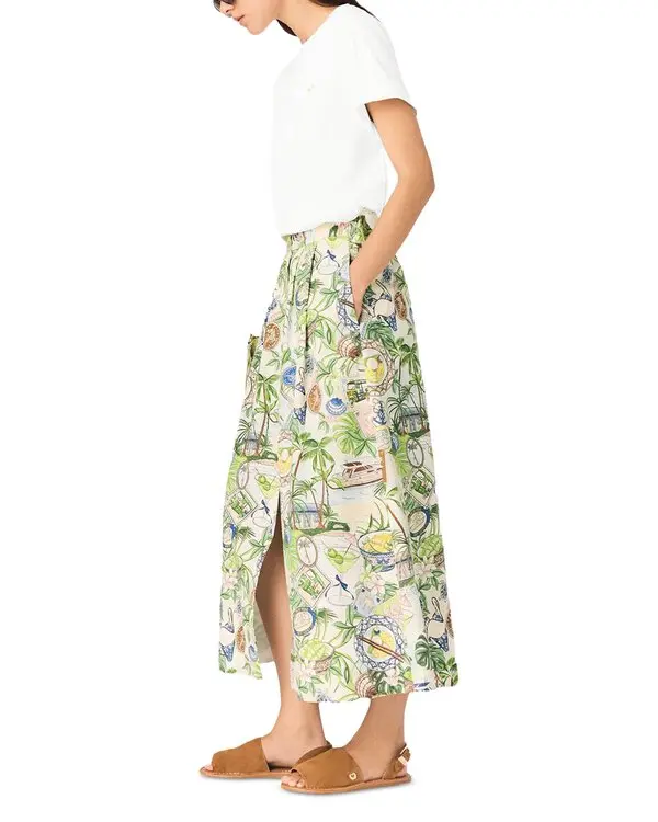 Maje Printed Maxi Skirt With Integrated Shorts