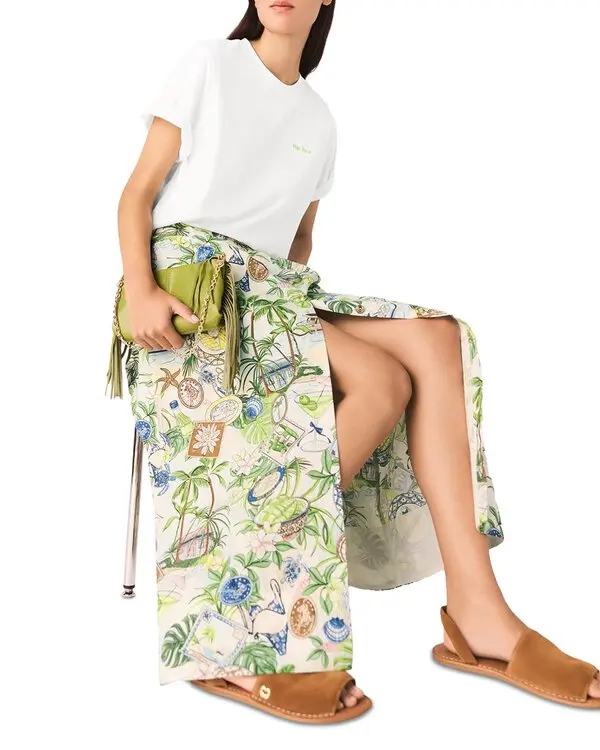 Maje Printed Maxi Skirt With Integrated Shorts