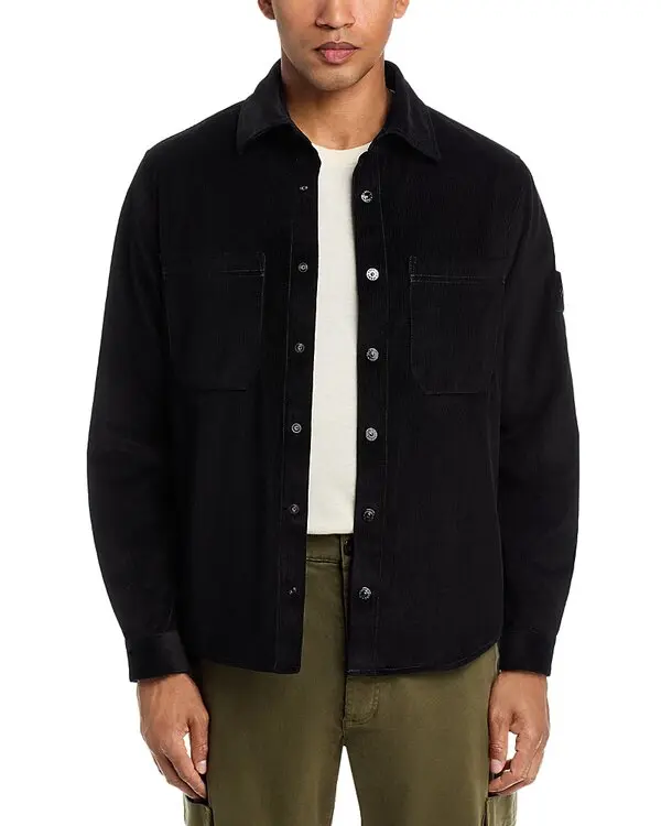 Stone Island Cotton Micro Corduroy Snap Front Overshirt