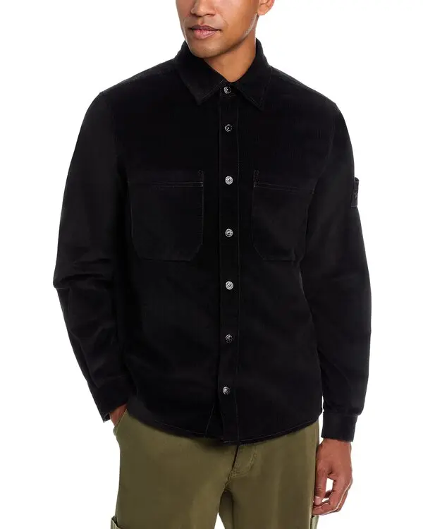 Stone Island Cotton Micro Corduroy Snap Front Overshirt