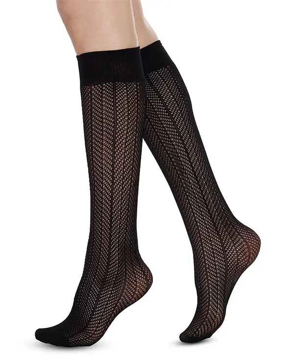 Swedish Stockings 2-pack Astrid Net Knee-highs - Black