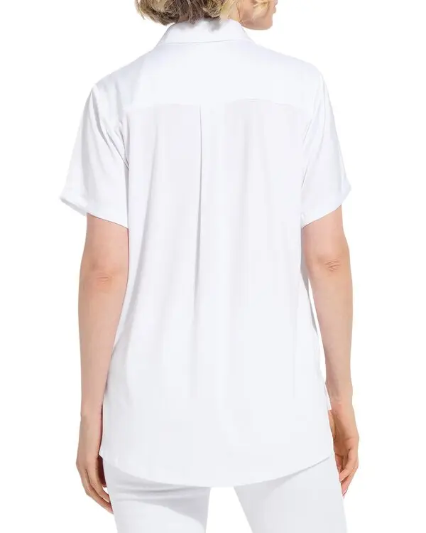 Lyssé Safira Shirt Collar Mixed Media Top